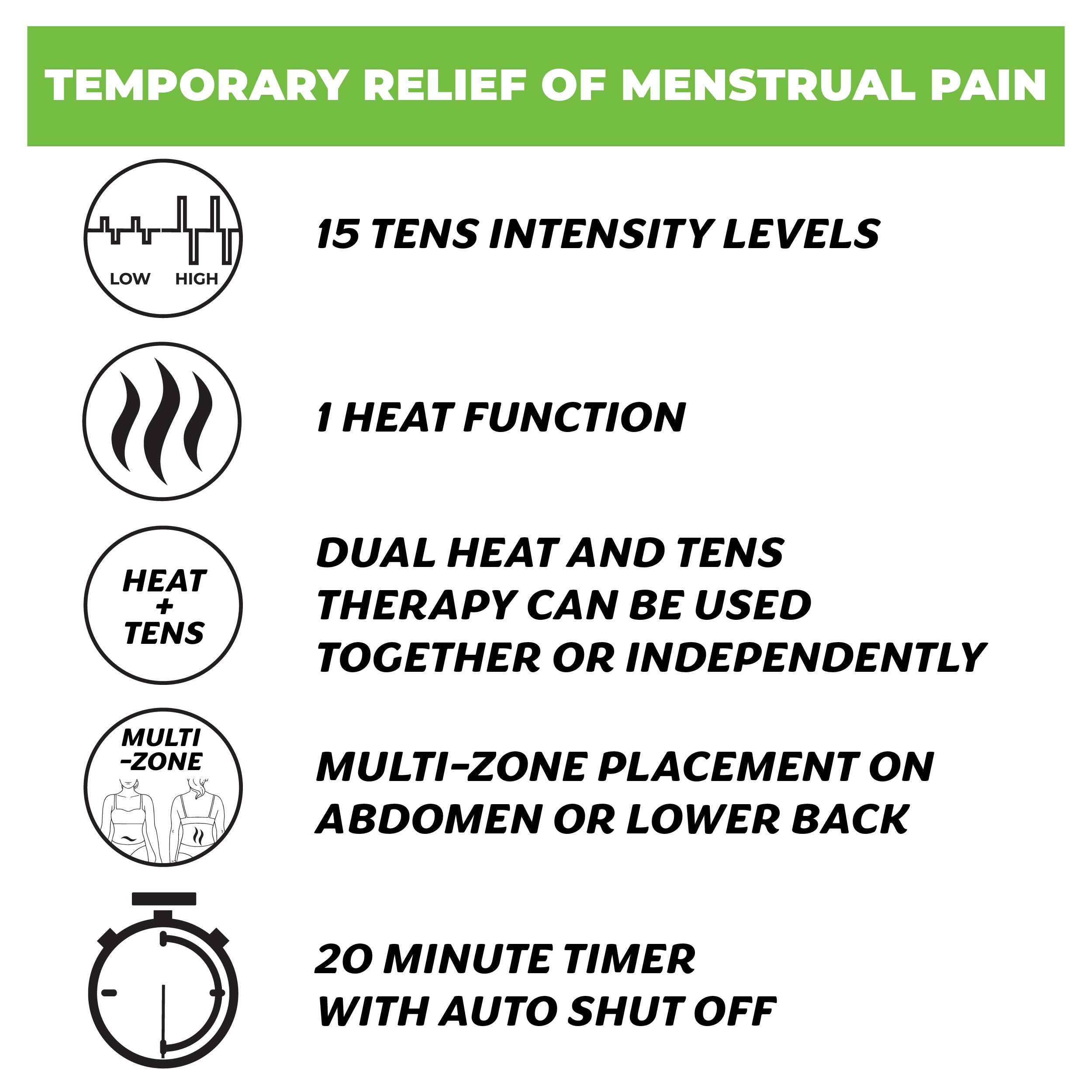 AccuRelief Period Pain TENS Unit with Heat– Carex