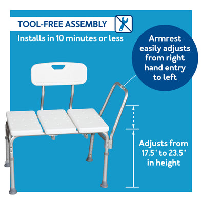 Carex Classics Transfer Bench for Bath Safety and Independence