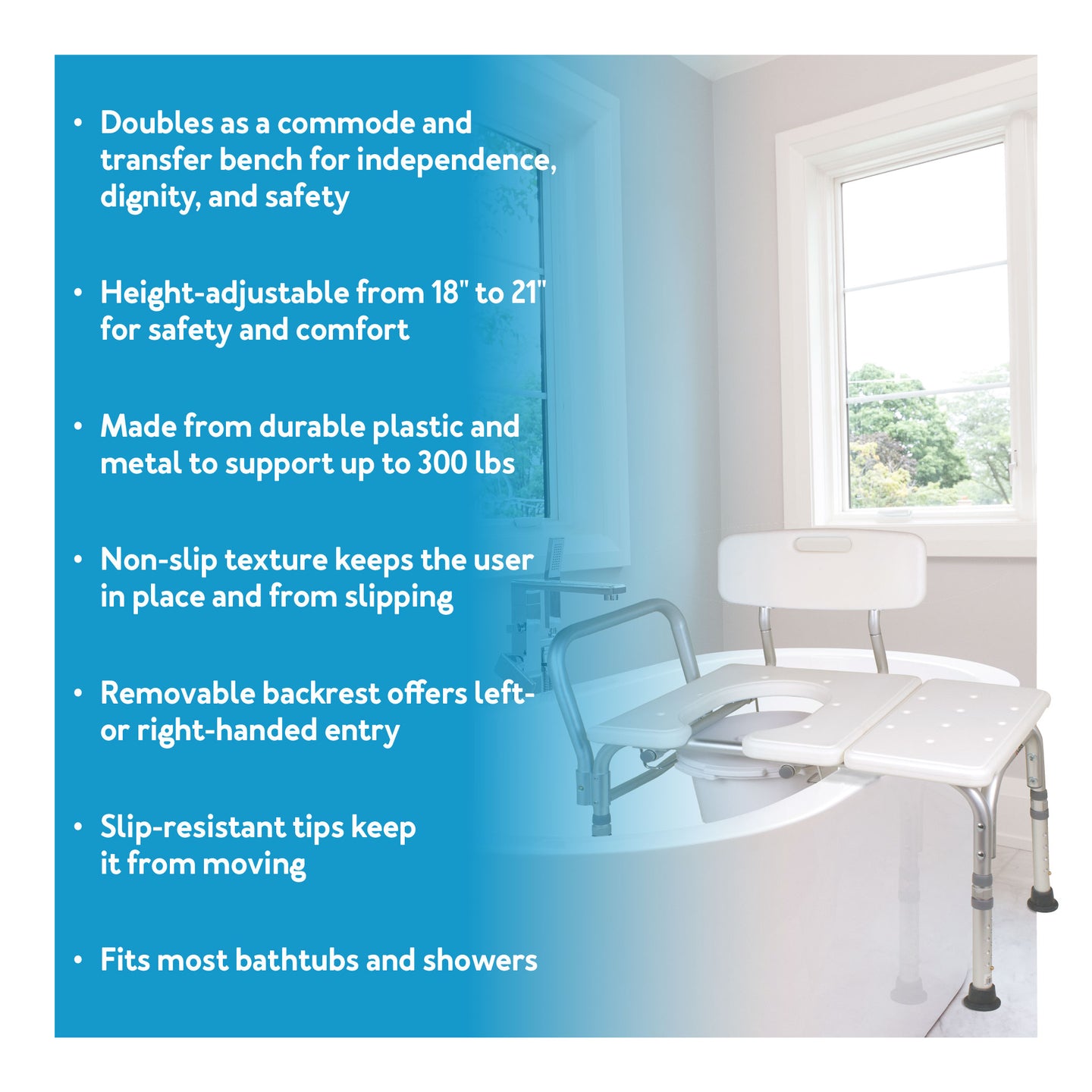 Carex Bathtub Transfer Bench With Opening & Bucket