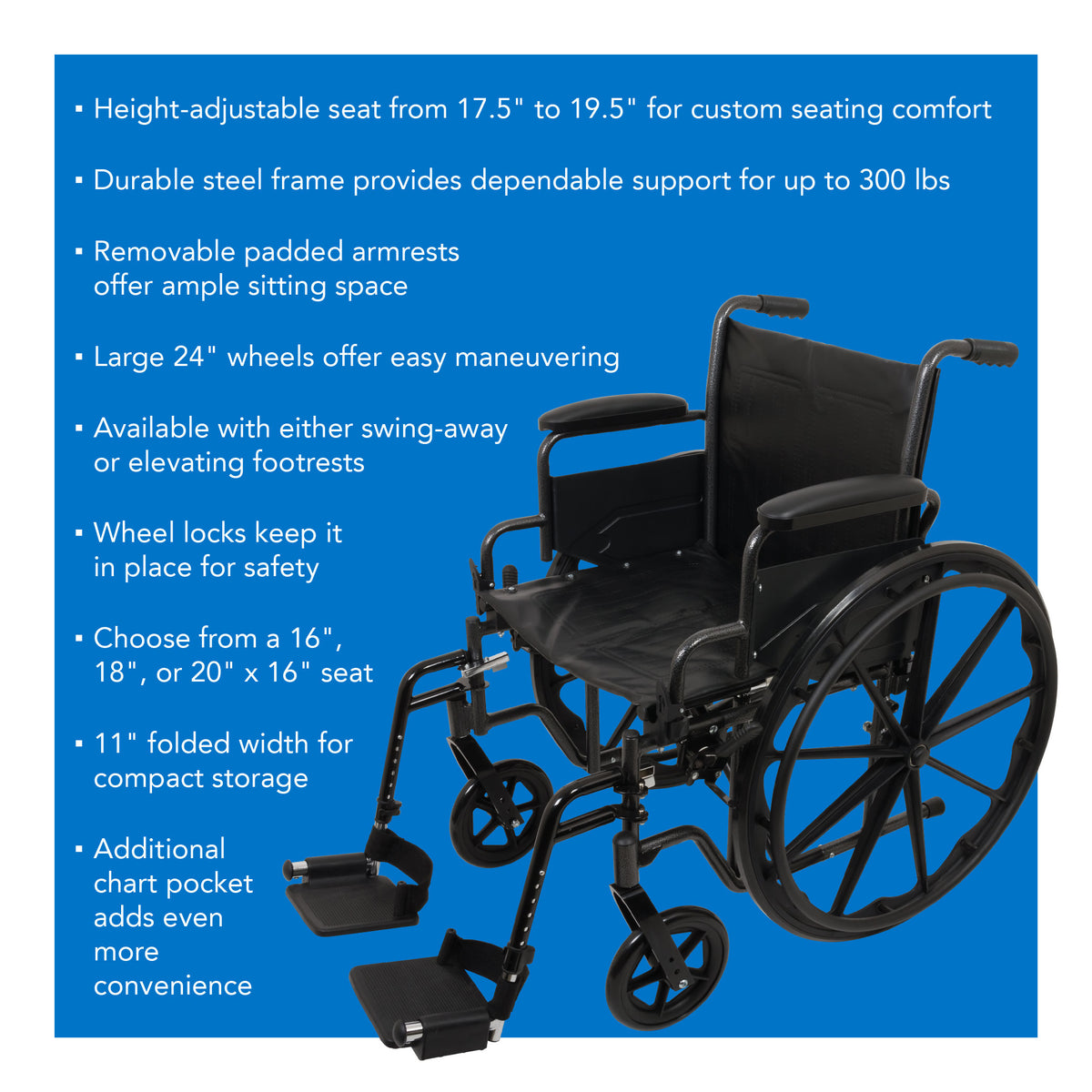 ProBasics K2 Wheelchair with Flip-back Arms & Hemi-Height Position– Carex